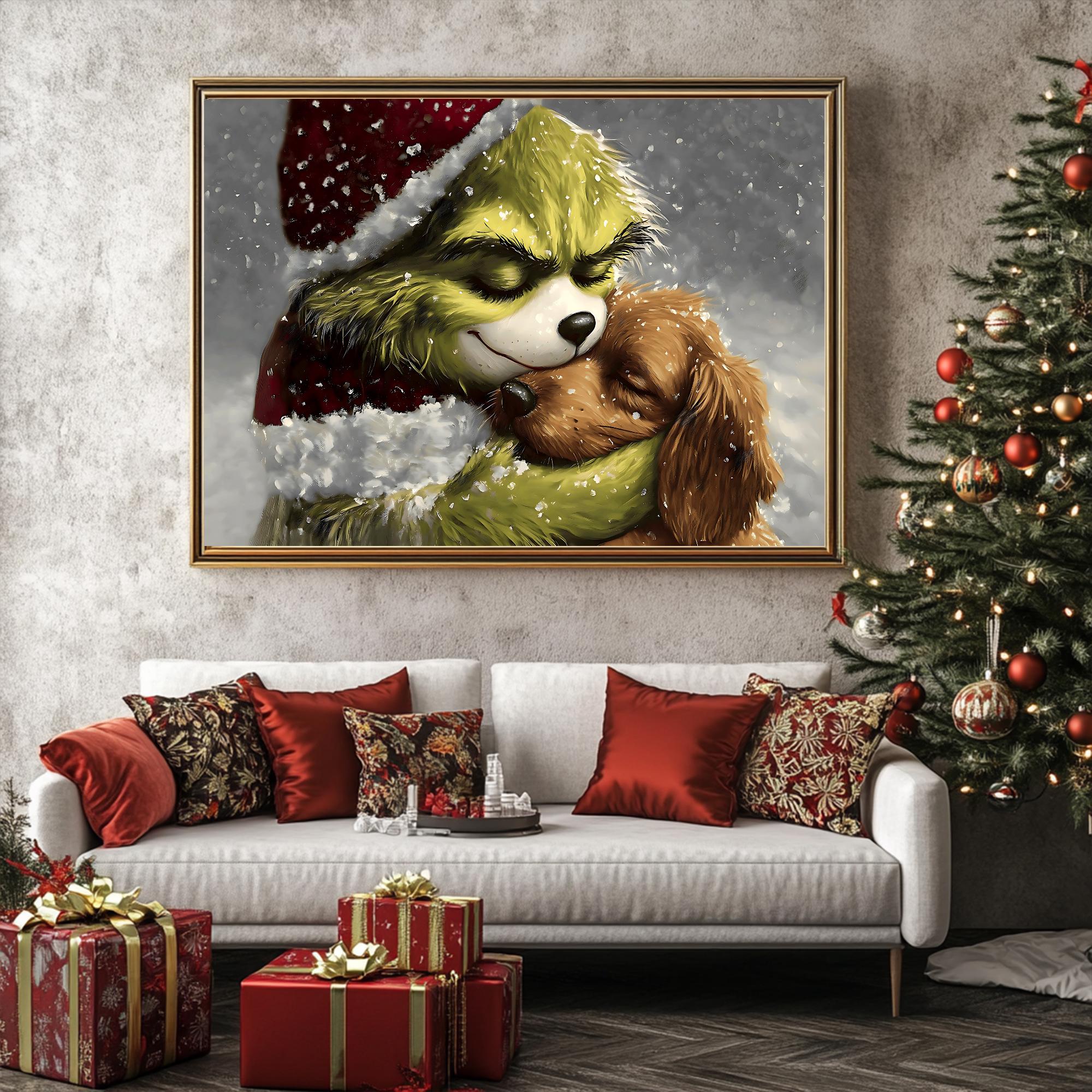 Printable Christmas Wall Art of the Grinch Hugging Max the Dog ...