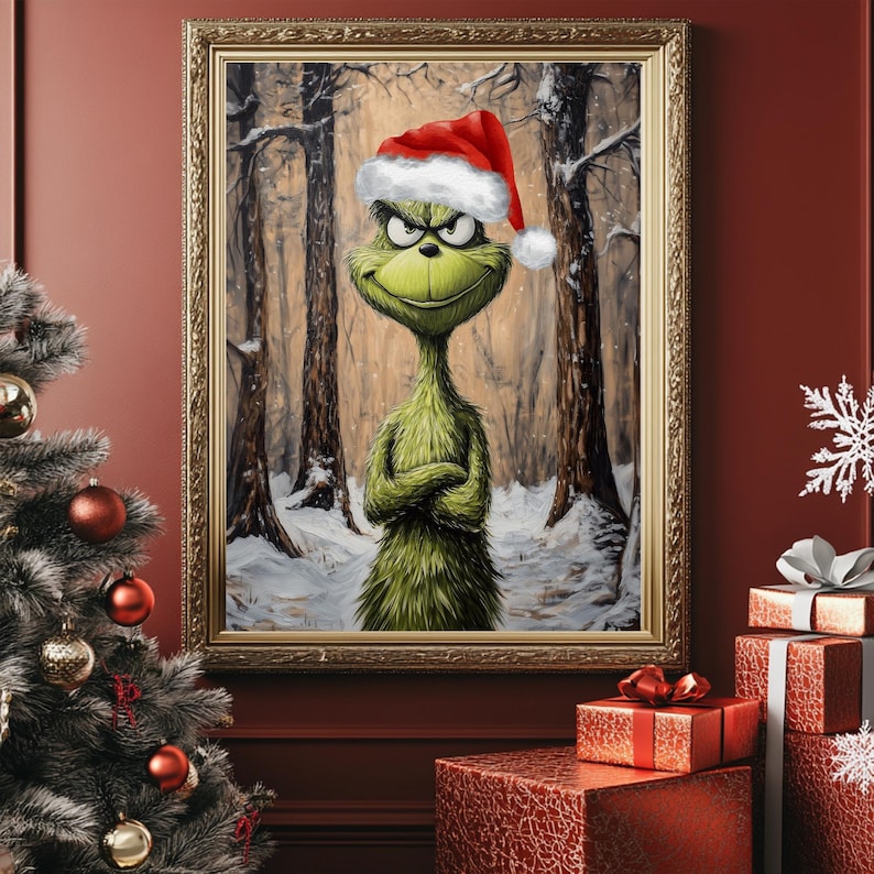 Printable Christmas Wall Art the Grinch Standing in a Snowy Forest ...