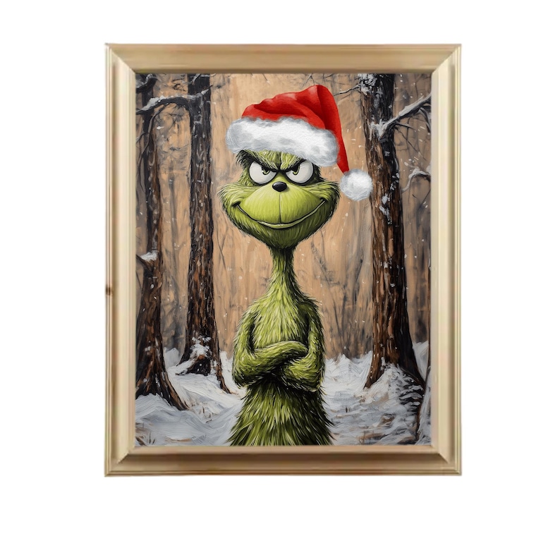 Printable Christmas Wall Art the Grinch Standing in a Snowy Forest ...