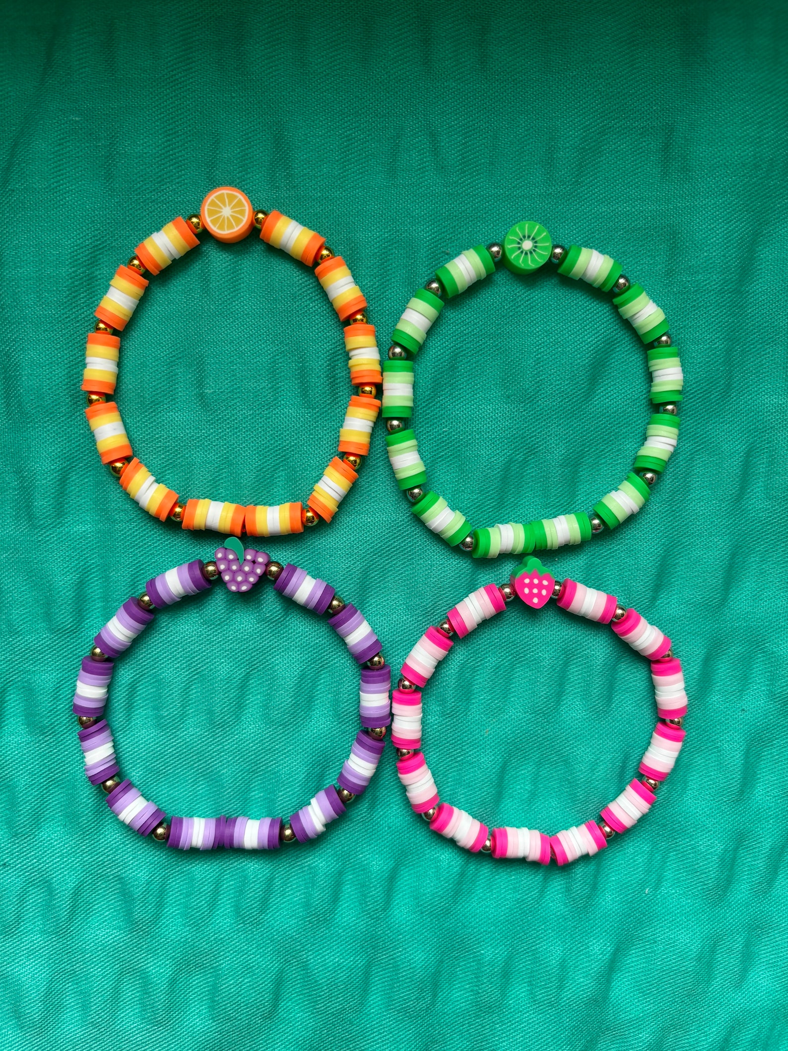 Fruity Fruit Clay Bead Bracelet Set - Etsy
