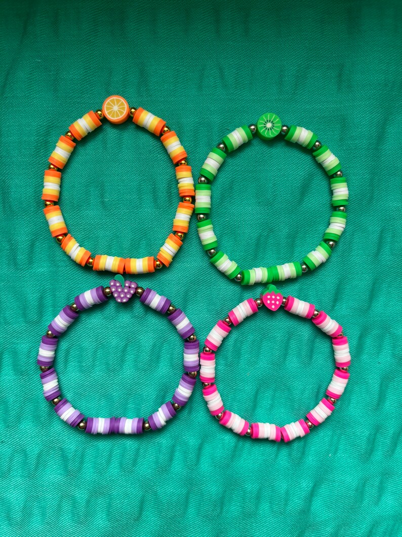 Fruity Fruit Clay Bead Bracelet Set - Etsy