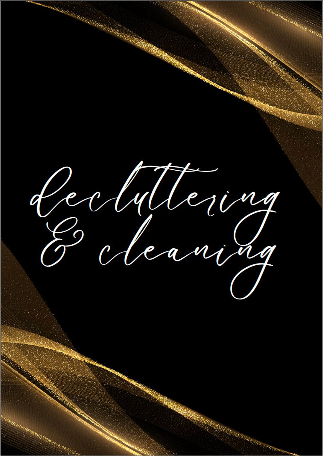Printable Black & Gold Decluttering and Cleaning Planner - Etsy UK