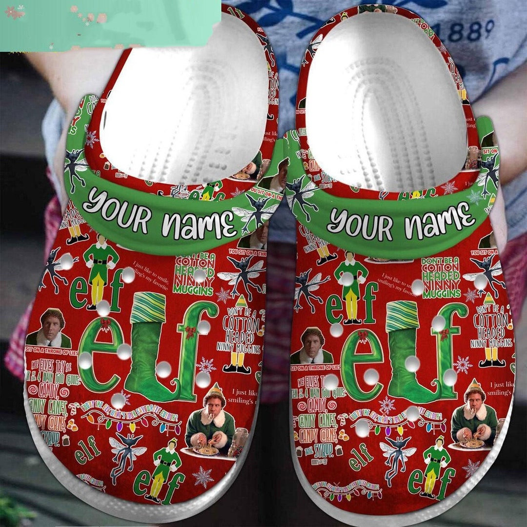 Christmas Clogs, Buddy the Elf Clogs, Santa Xmas Elf Sandals, Santa ...