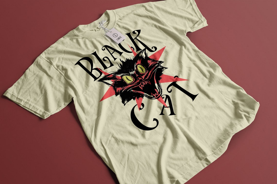 Black Cat T-shirt Evil Cat Scary Black Cat T-shirt Unisex T-shirt Mad ...