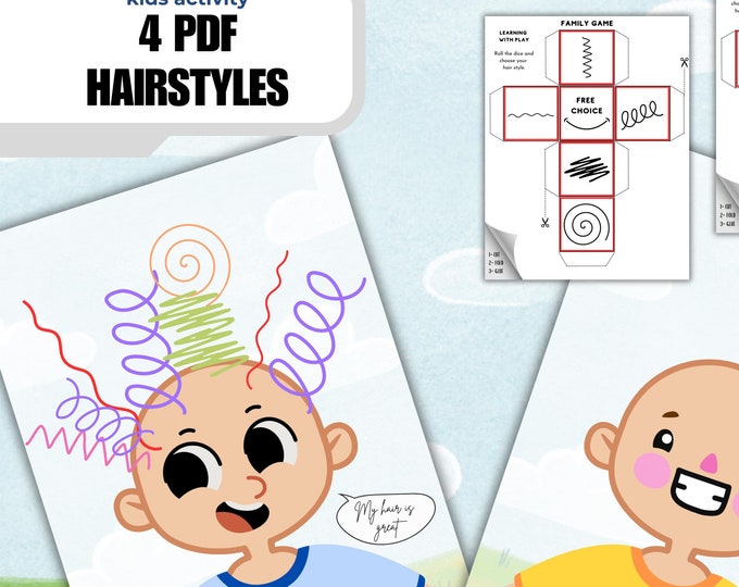 Kids Hair Design Dice Game: Printable Drawing Activity (PDF) - Etsy