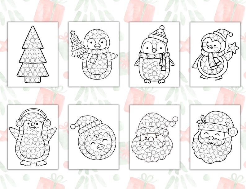 Christmas Dot Marker Coloring Pages: Kids Printable Activity (PDF) - Etsy