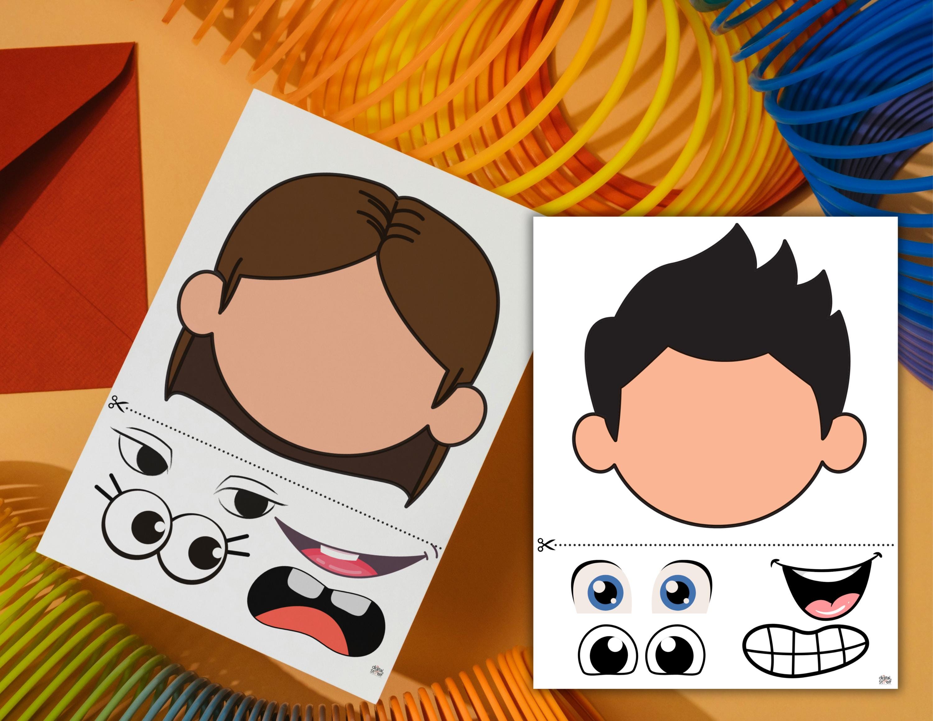Blank Face Design Templates: Kids' Creative Cut & Paste Activity (PDF ...