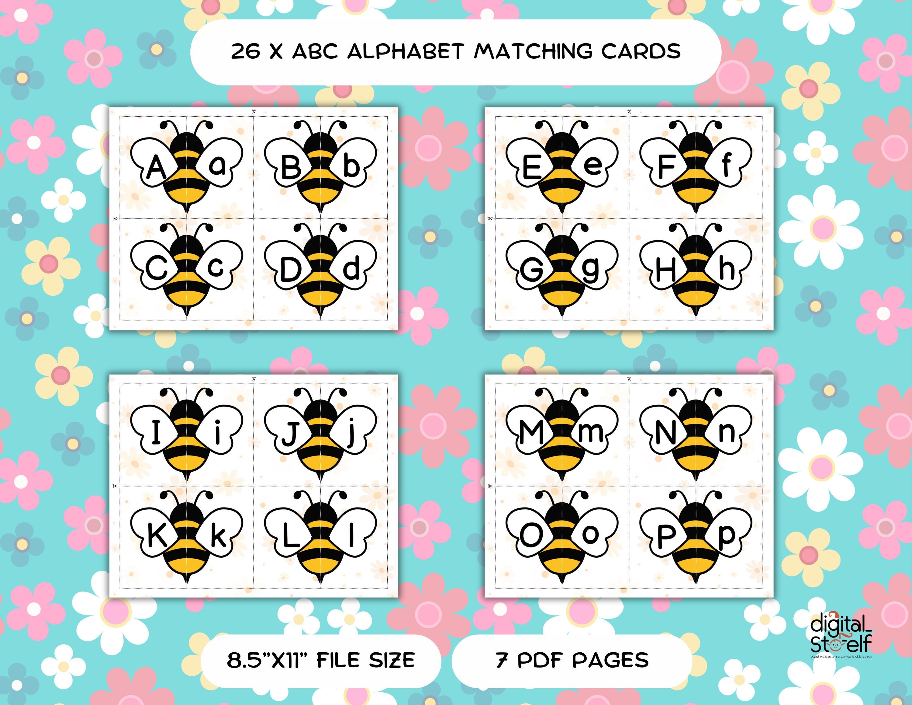 Bee Alphabet Matching Game: Uppercase & Lowercase Cards (digital ...