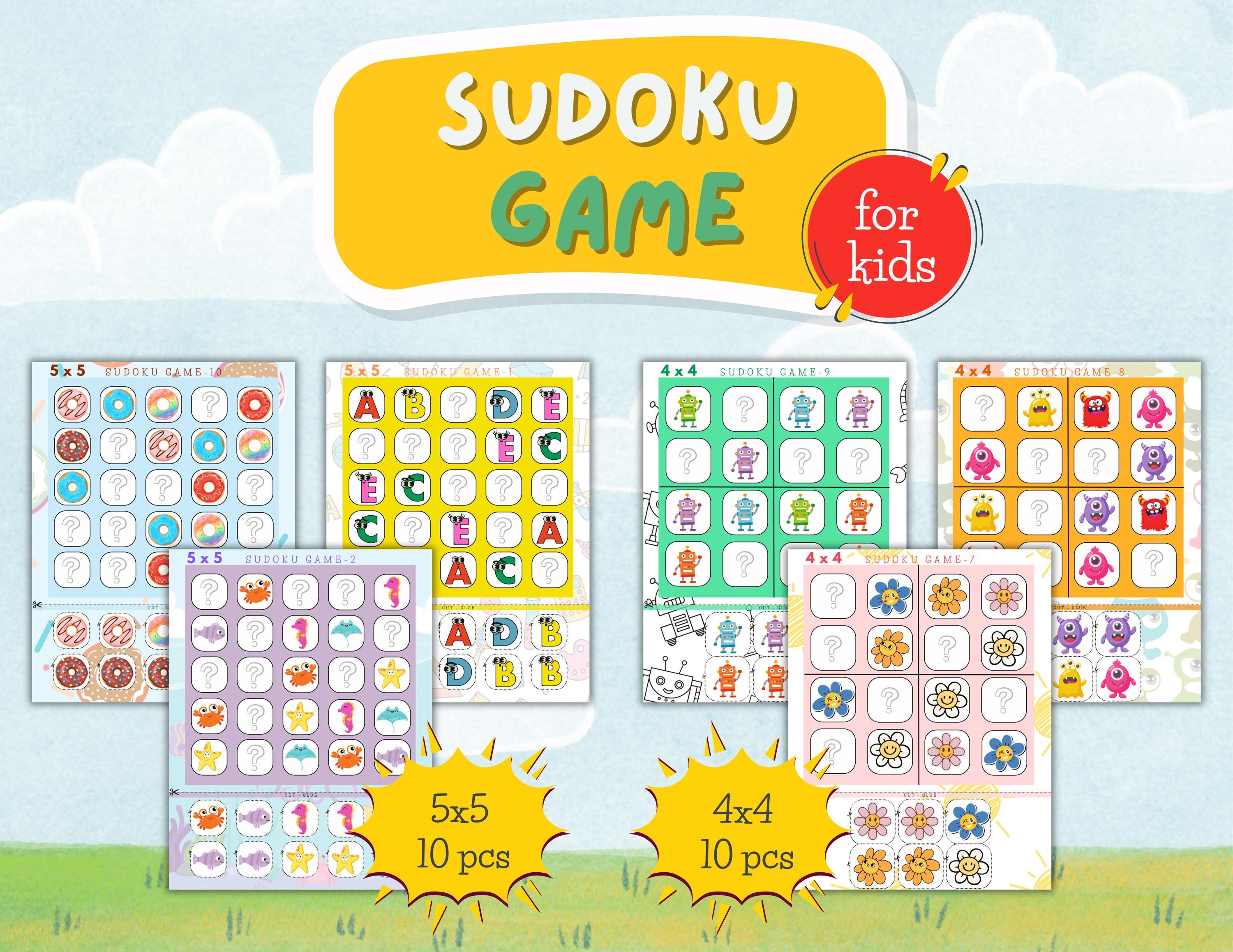 Printable Sudoku Set for Kids: 4x4 & 5x5 Puzzles (digital Download) - Etsy