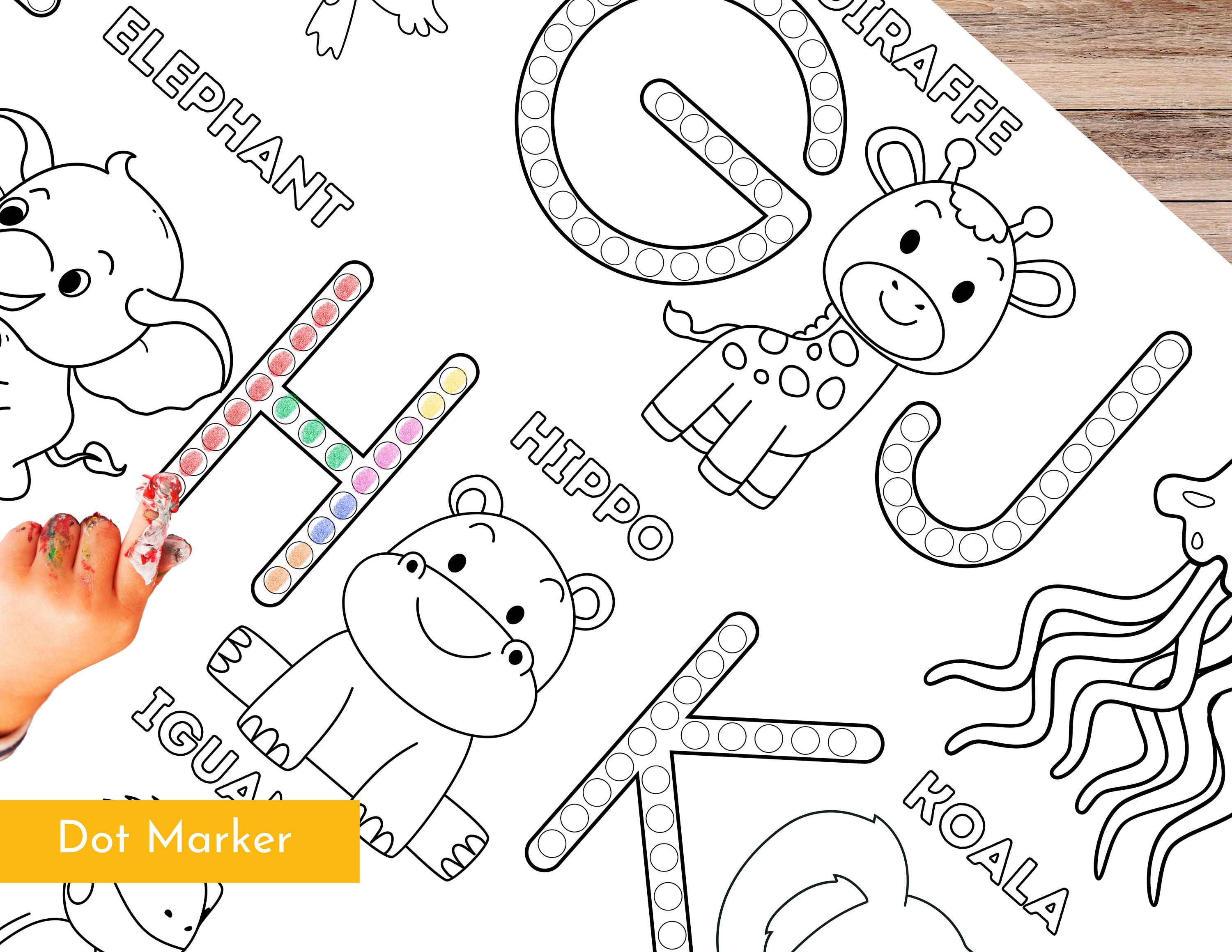 GIANT Alphabet Coloring Poster, Dot Marker Activity Coloring Game ...