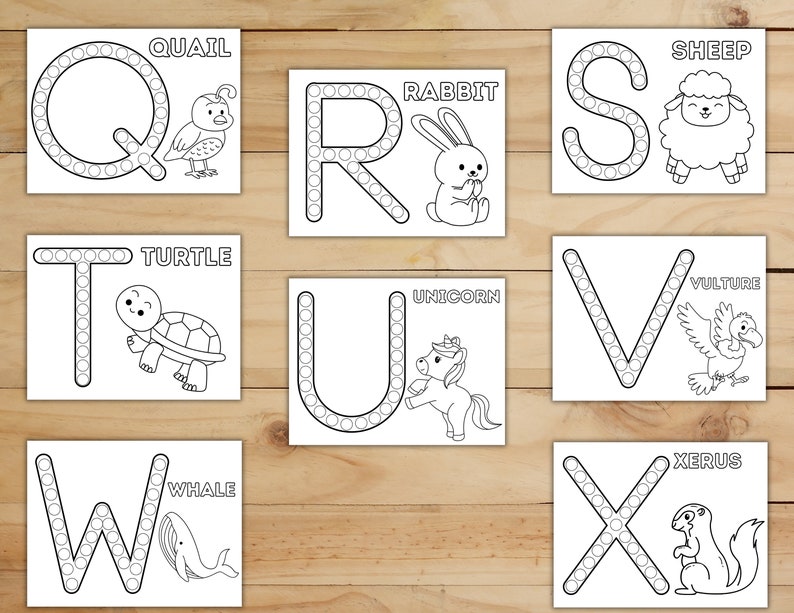 Dot Alphabet Printable Worksheets: Animal Coloring Pages (digital File ...