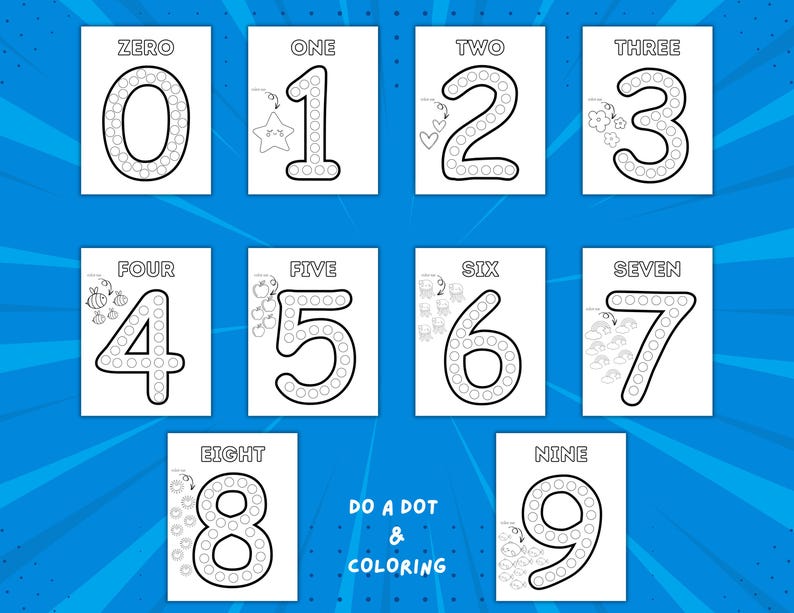 Do a Dot Number Printable Worksheets, 0 to 9 Number Learning Activity ...