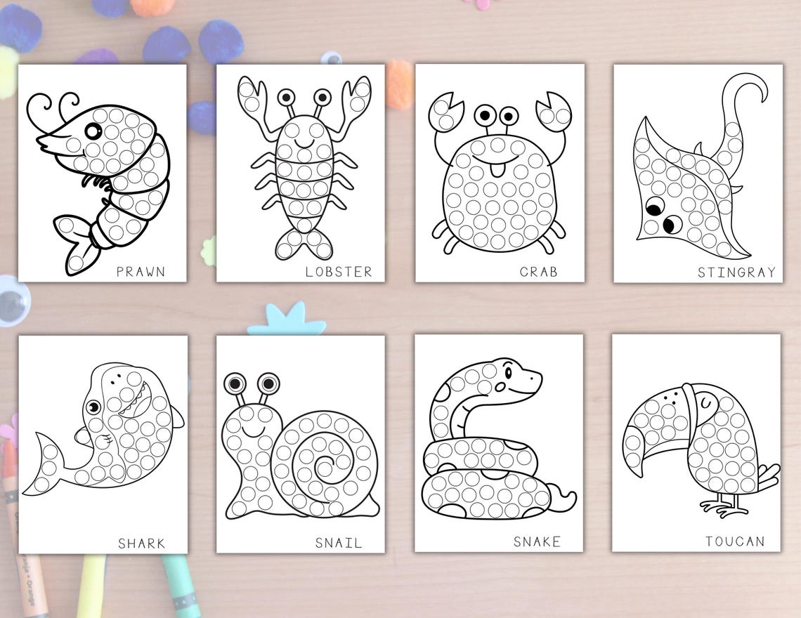 Animal Dot Marker Coloring Pages: 50 Fun Printable Worksheets (digital ...