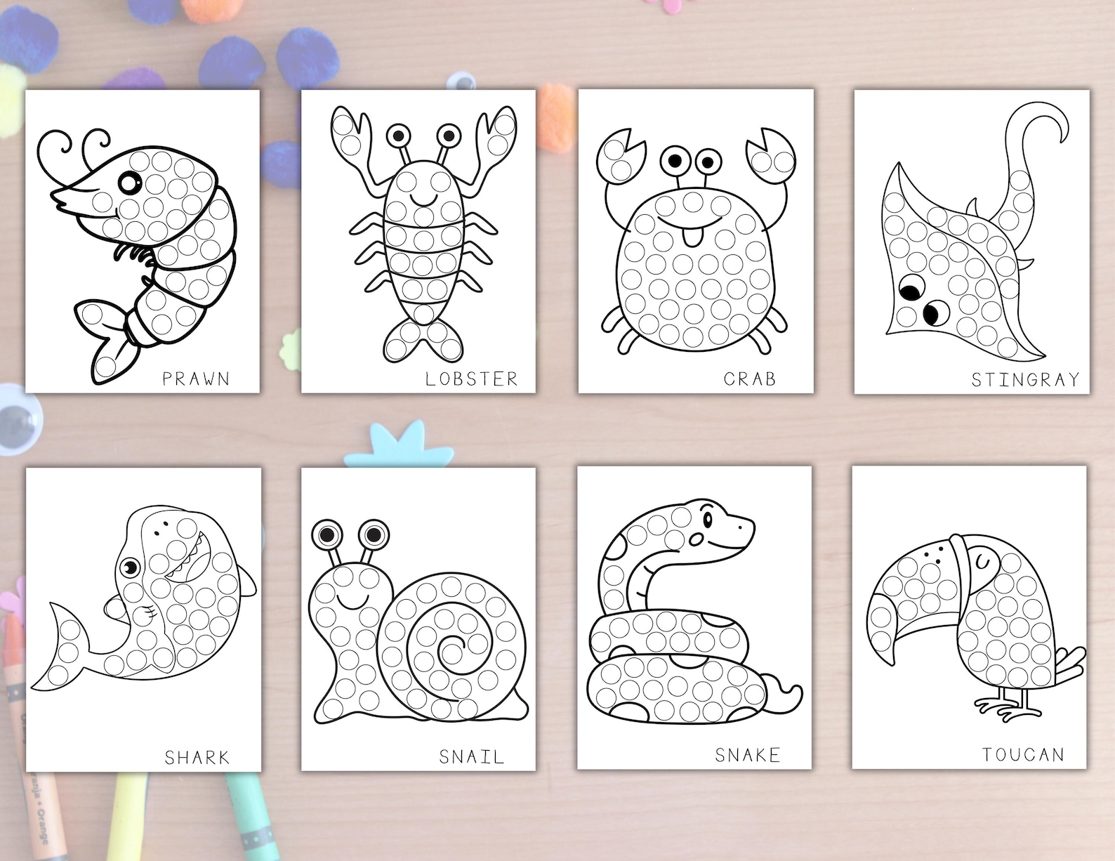 Kids Coloring Page, Do a Dot Animal Printable Worksheets, Animal Fun ...