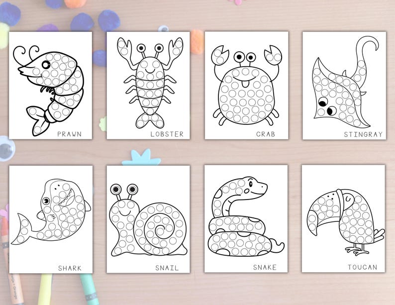 Animal Dot Marker Coloring Pages: 50 Fun Printable Worksheets (digital ...