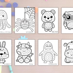 Kids Coloring Page, Do a Dot Animal Printable Worksheets, Animal Fun ...