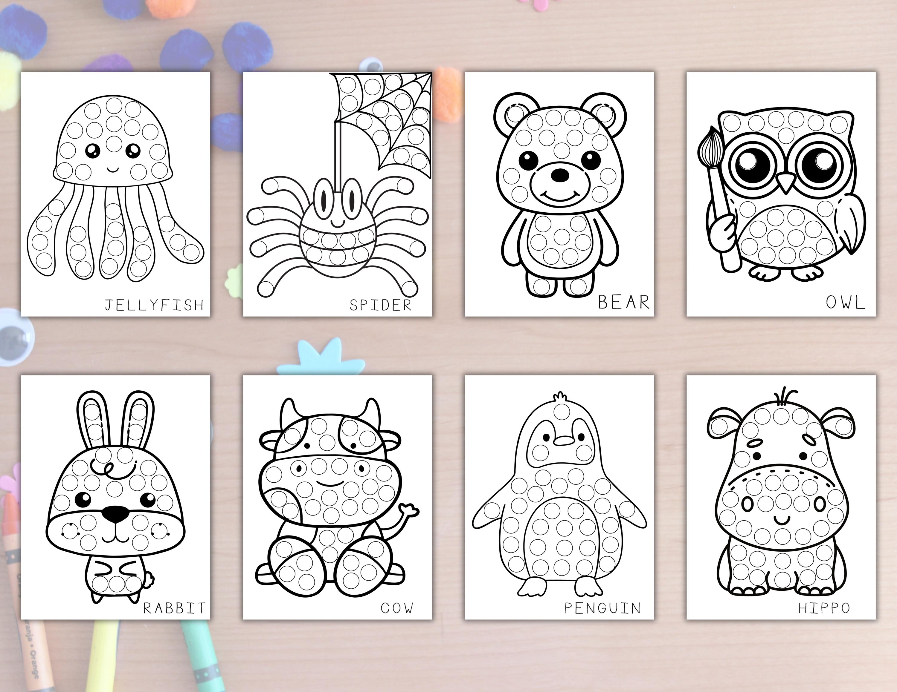 Kids Coloring Page, Do a Dot Animal Printable Worksheets, Animal Fun ...