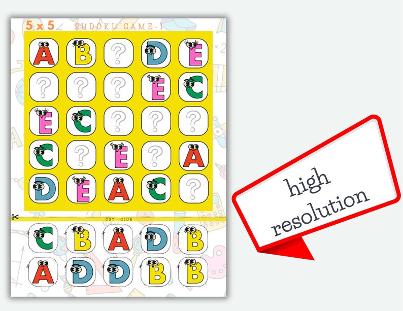 Printable Sudoku Set for Kids: 4x4 & 5x5 Puzzles (digital Download) - Etsy
