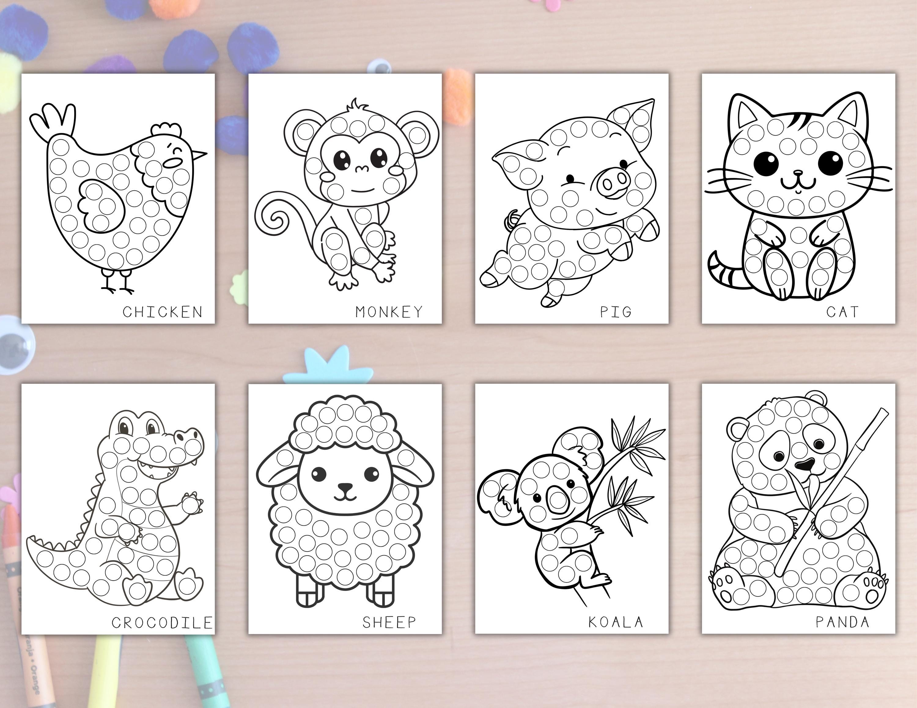 Kids Coloring Page, Do a Dot Animal Printable Worksheets, Animal Fun ...