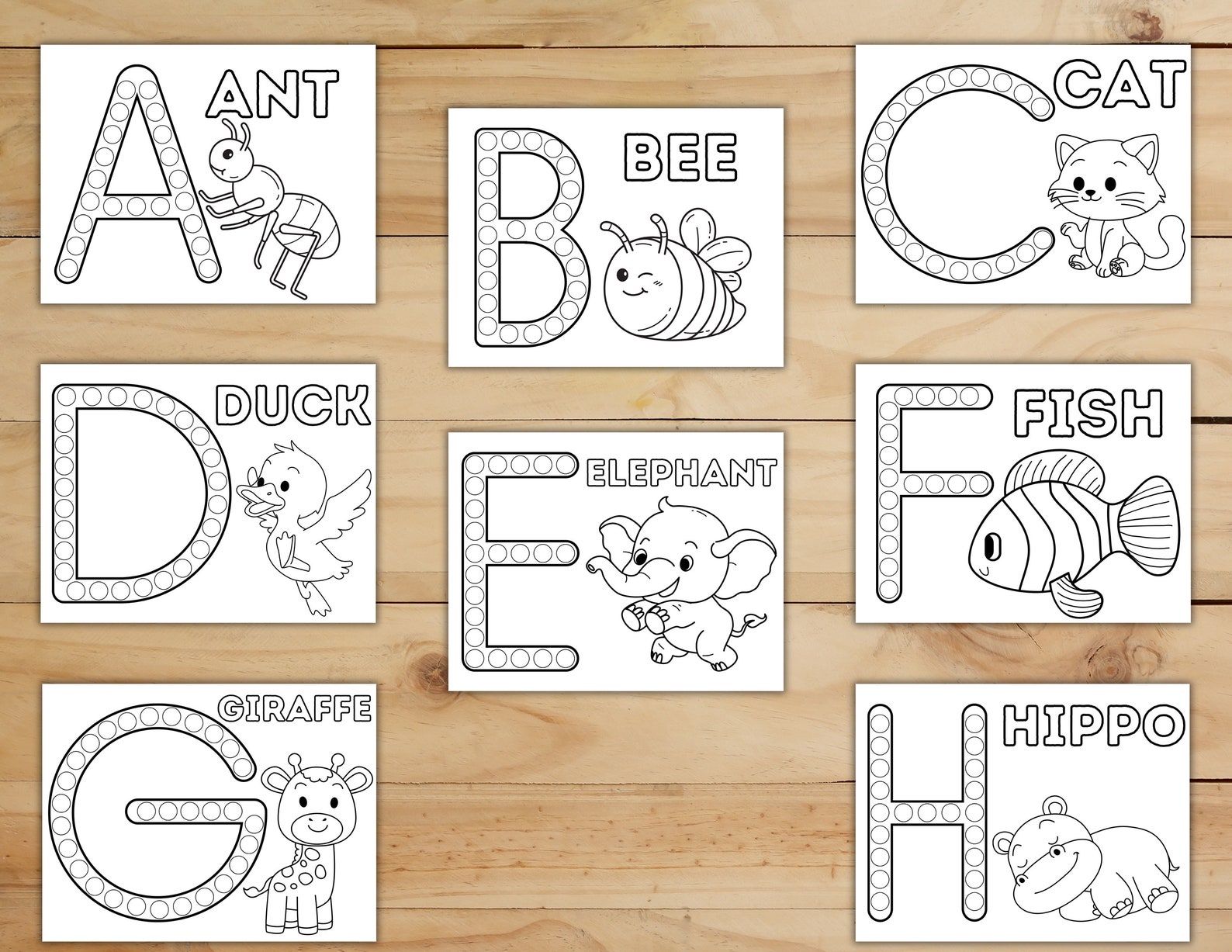 Dot Alphabet Printable Worksheets: Animal Coloring Pages (digital File ...