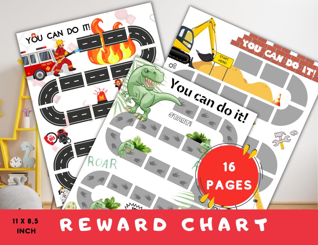 Dinosaur Reward Chart, Sticker Chart, Toddler, Potty Training Chart ...