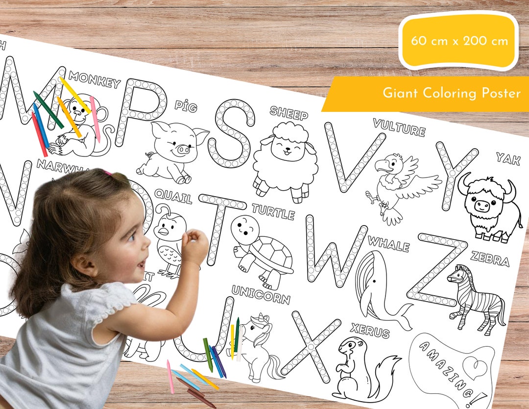 GIANT Alphabet Coloring Poster, Dot Marker Activity Coloring Game ...