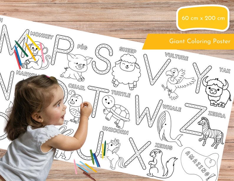 GIANT Alphabet Coloring Poster, Dot Marker Activity Coloring Game ...
