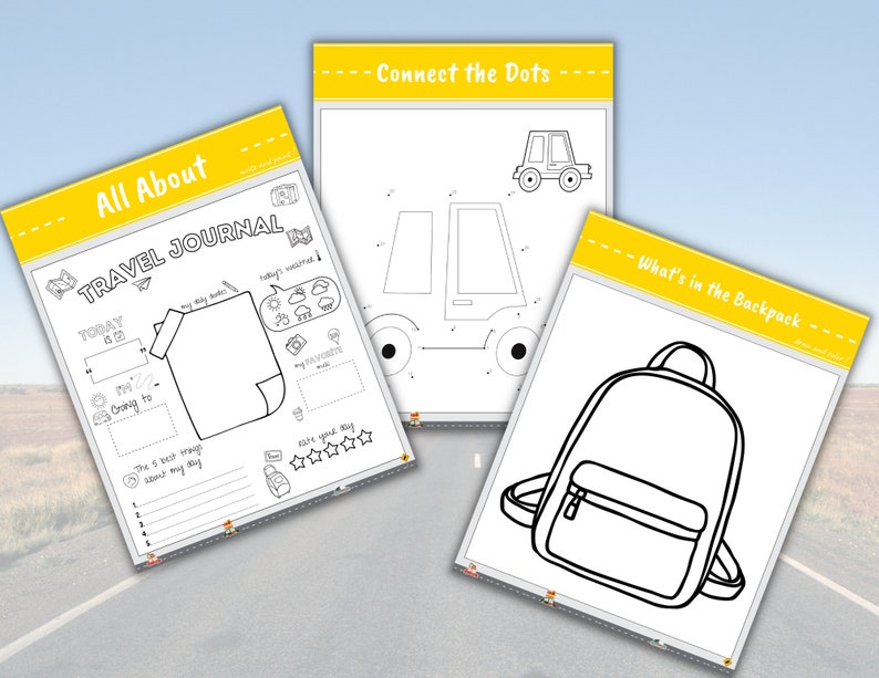 15 Page Digital Travel Activity Set for Kids | Mark Car Colors, Types ...