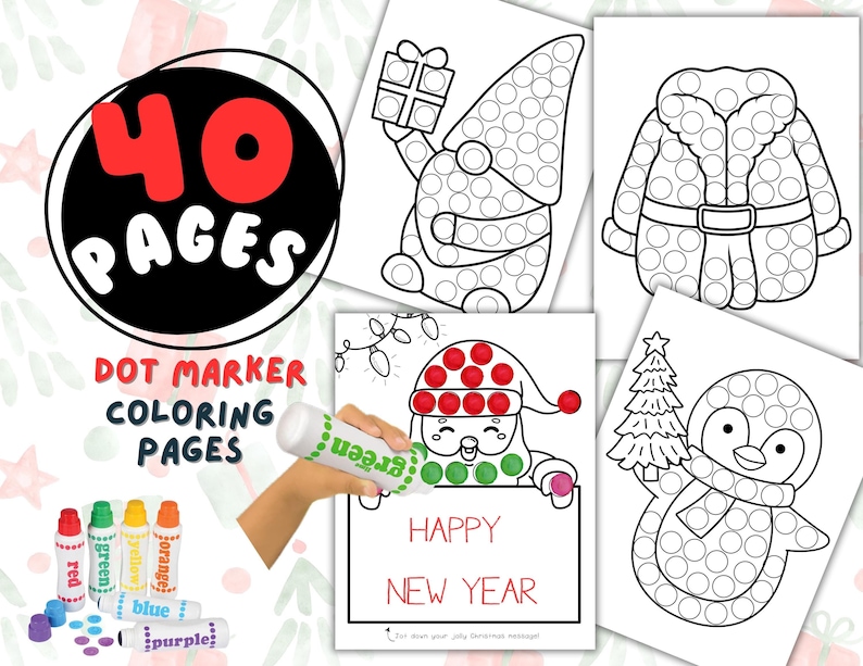 Kids Coloring Page, Do a Dot Christmas Printable Worksheets, Christmas ...