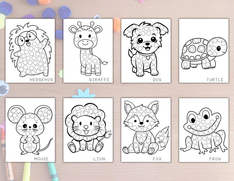Animal Dot Marker Coloring Pages: 50 Fun Printable Worksheets (digital ...