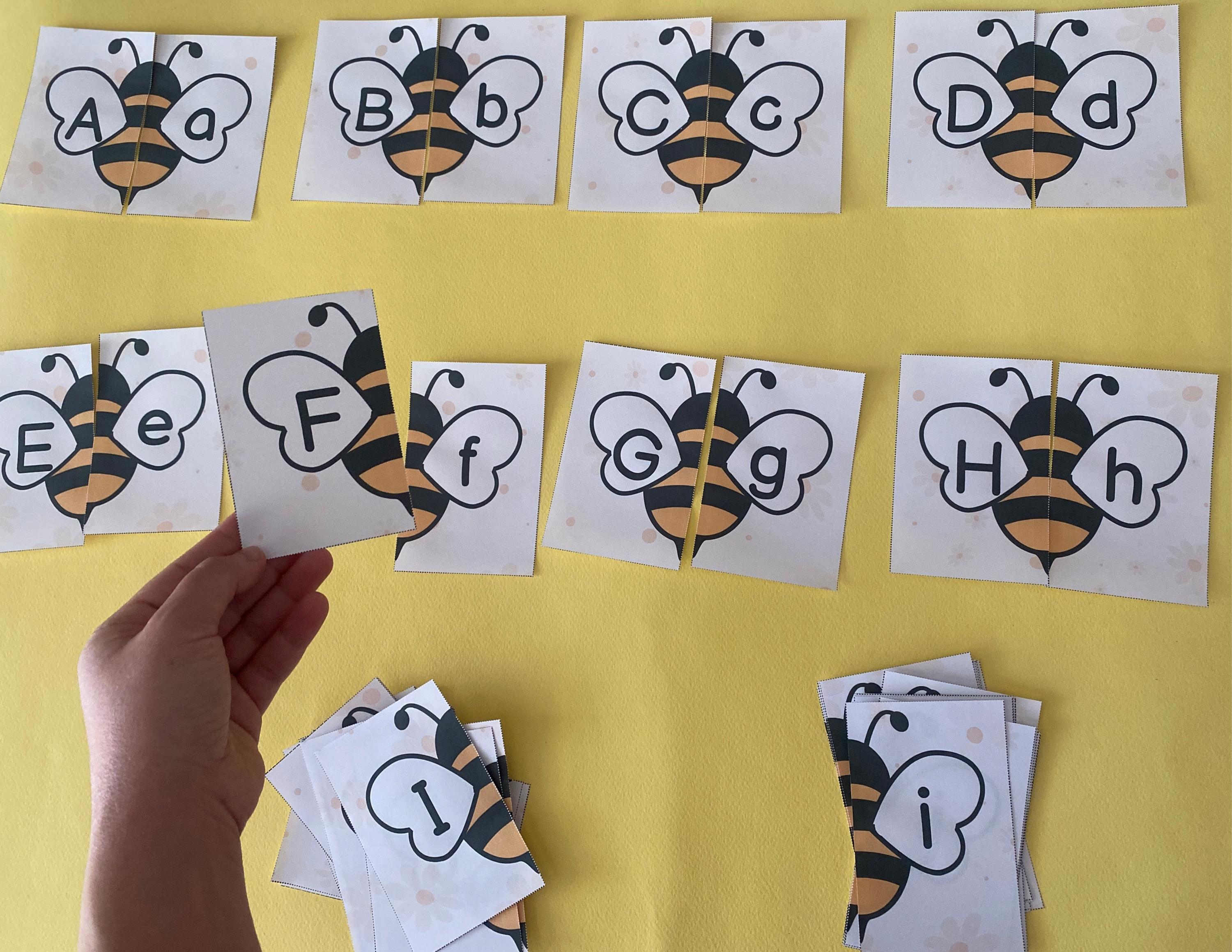 Bee Alphabet Matching Game: Uppercase & Lowercase Cards (digital ...