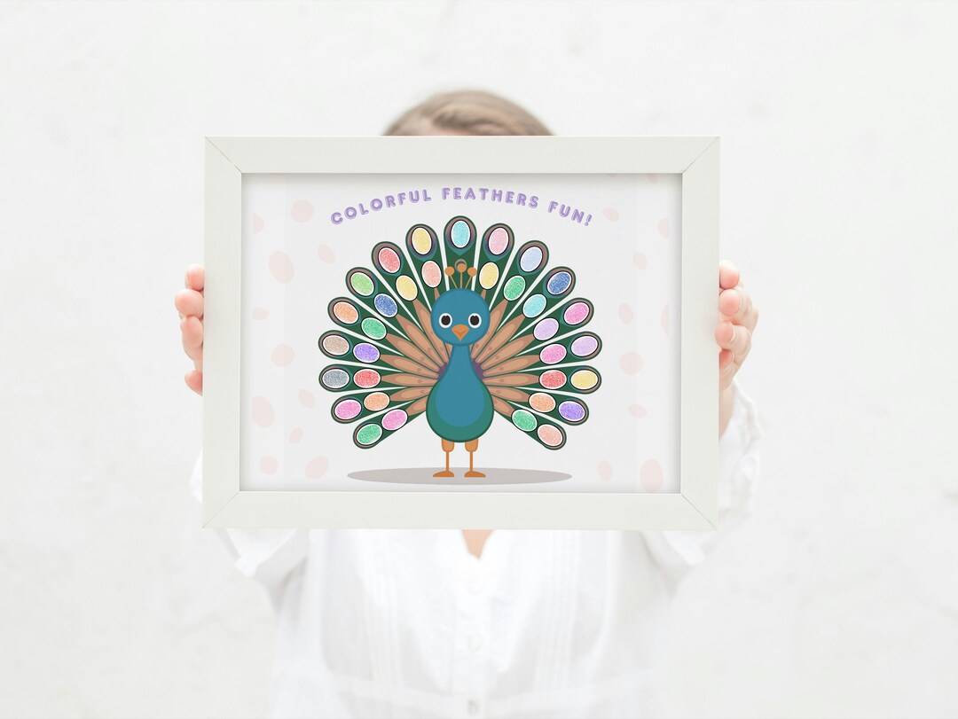 Peacock Fingerprint Art Digital File for Kids - Educational and Fun ...