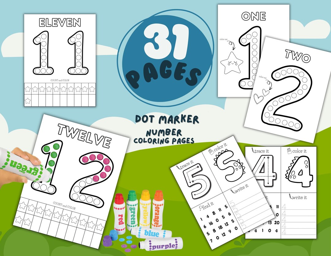 Do a Dot Number Coloring Pages: 0-20 Learning Activity (digital ...