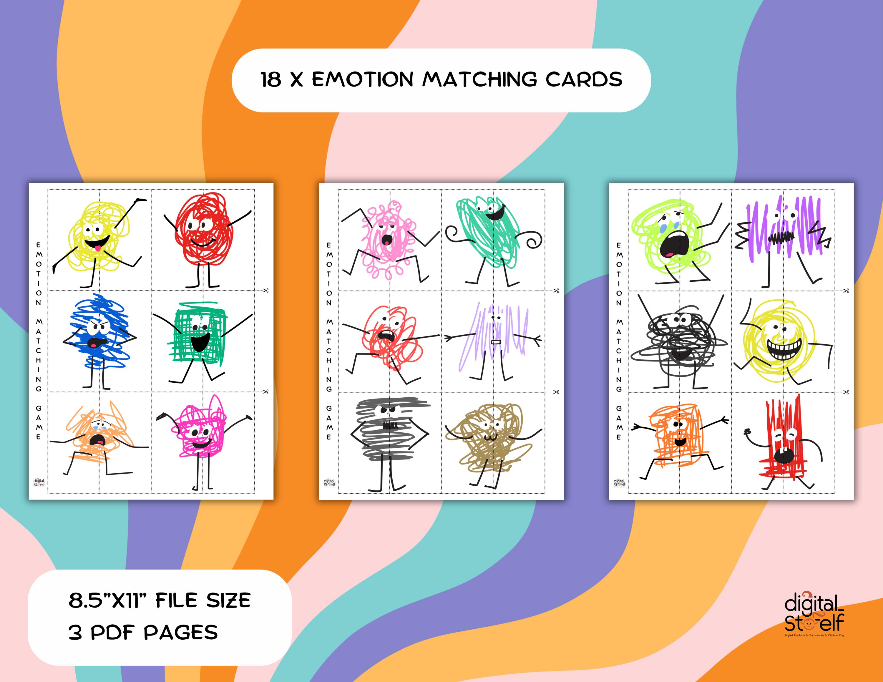 Printable Emotion Matching Cards, Feelings Activity, Kids Preschool ...