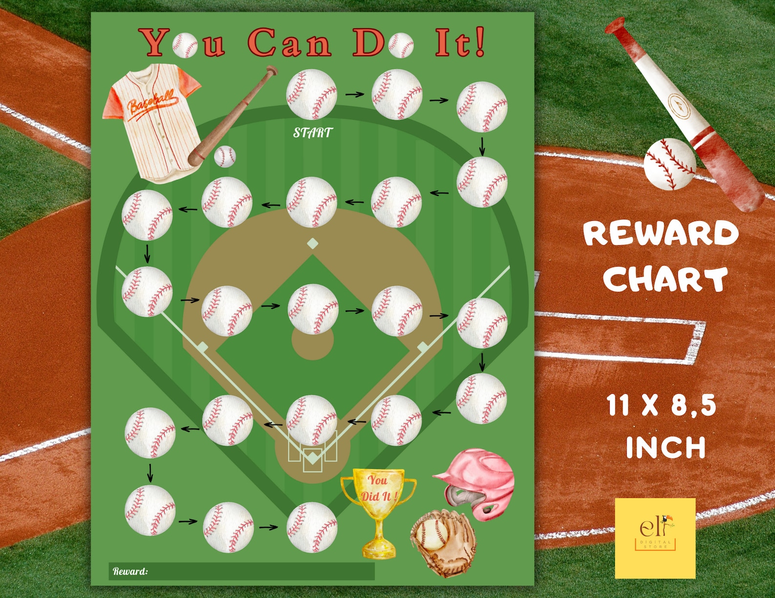 Baseball Fun: Printable Reward Chart Set for Kids Behavior, Chores, and ...