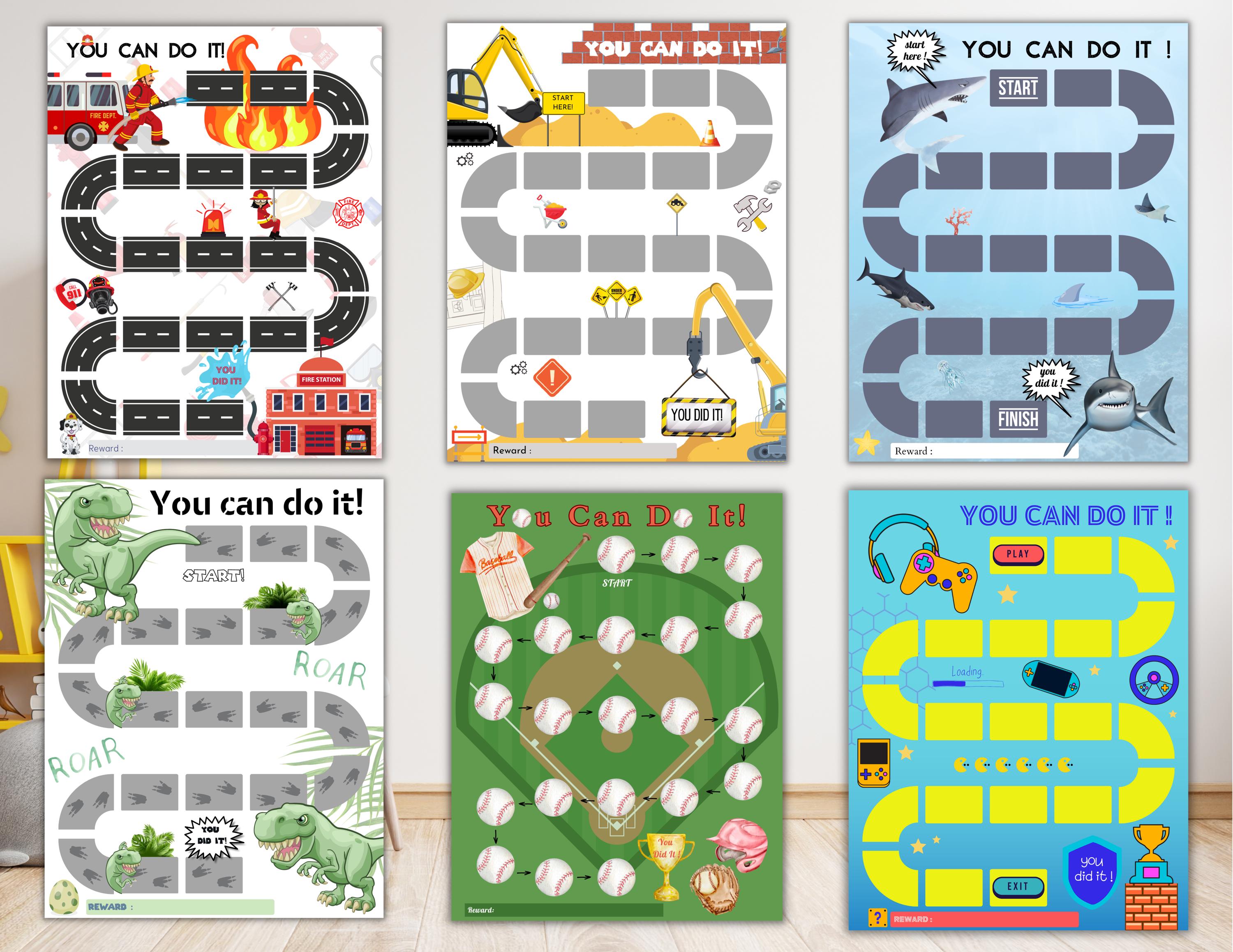 Dinosaur Reward Chart, Sticker Chart, Toddler, Potty Training Chart ...