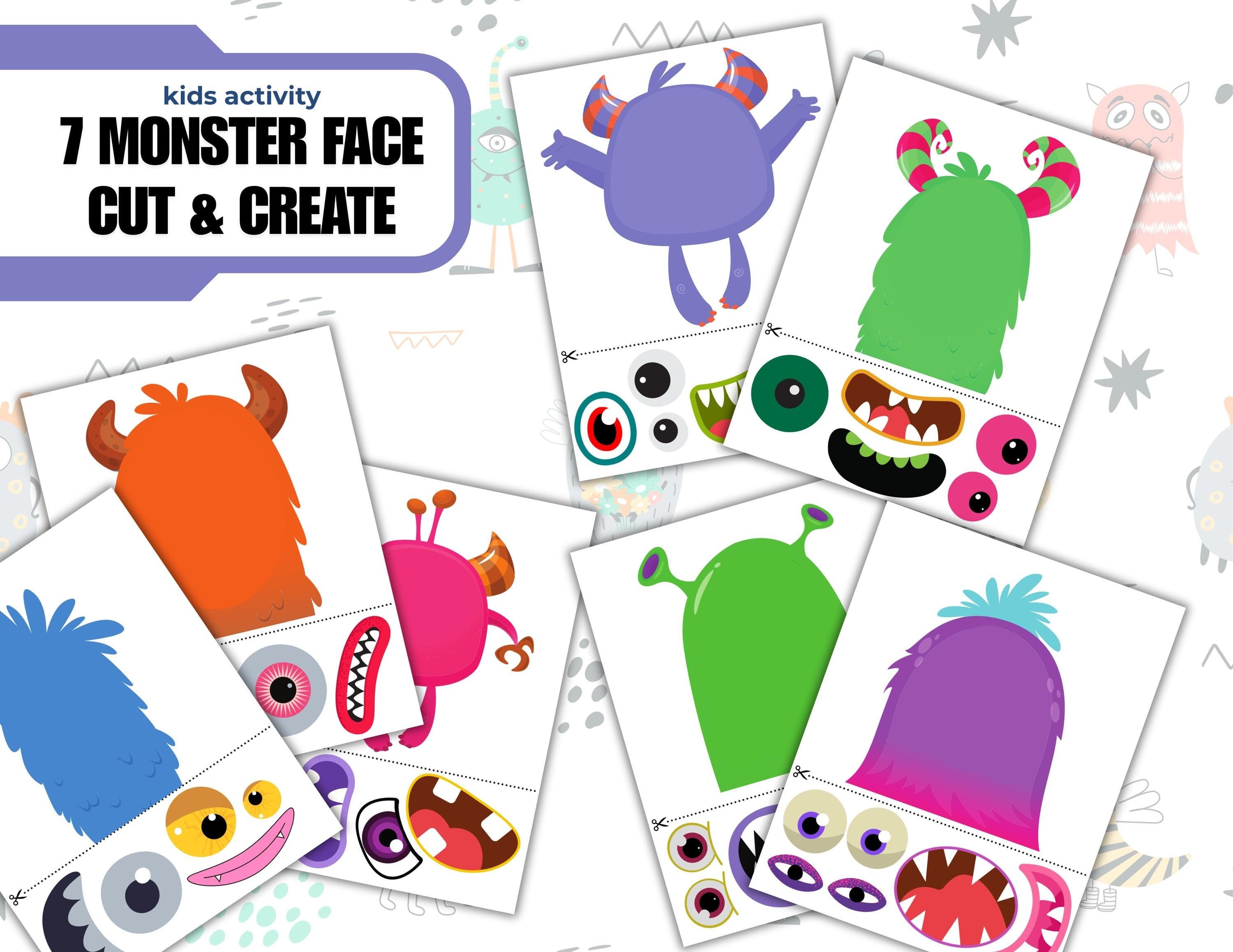 Monster Face Craft Kit: Funny Cut & Paste Activity (digital Download ...