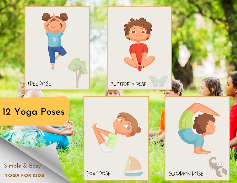 Kids Yoga Cards | 12 Yoga Poses for Children | Printable Yoga Game ...