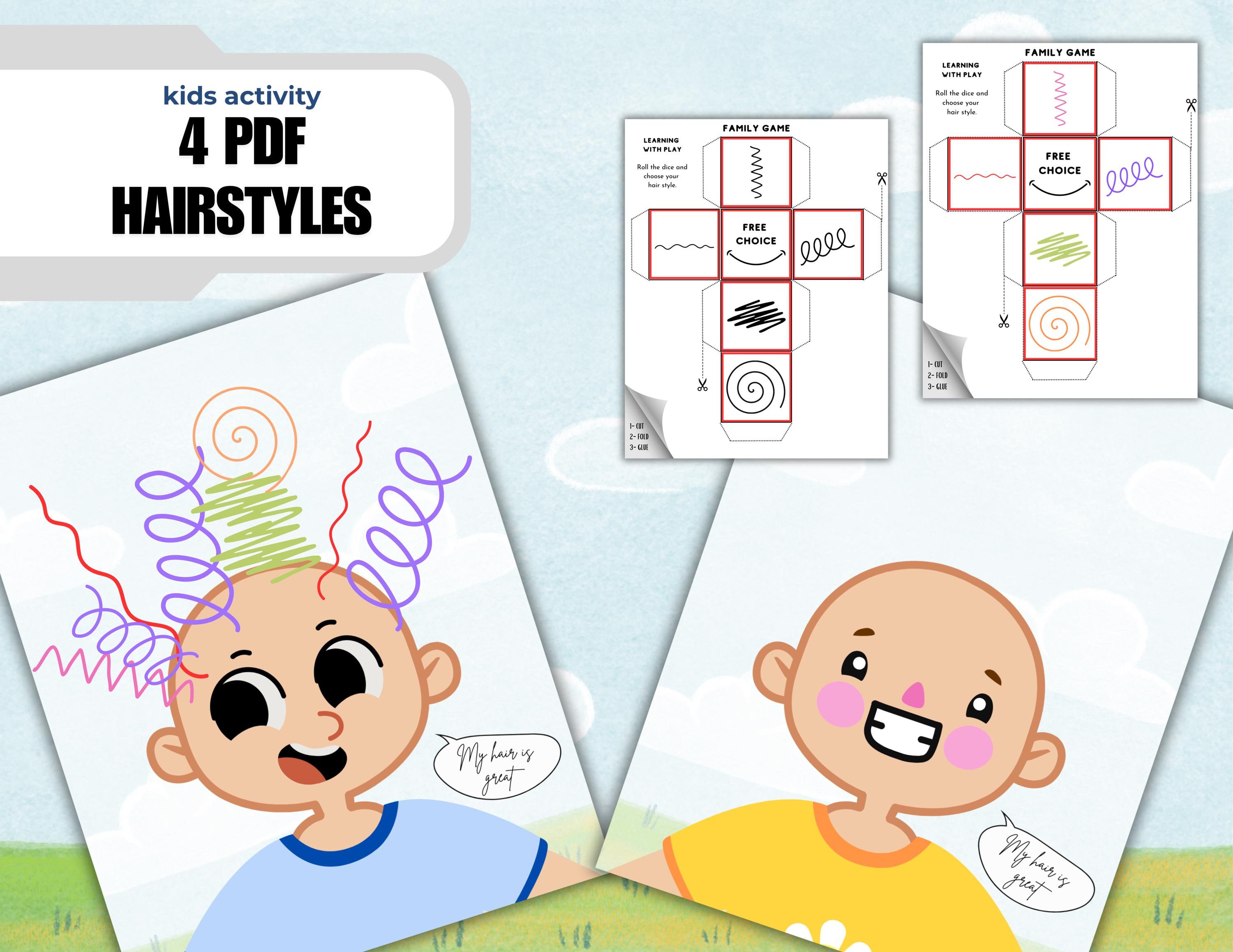 Kids Hair Design Dice Game: Printable Drawing Activity (PDF) - Etsy
