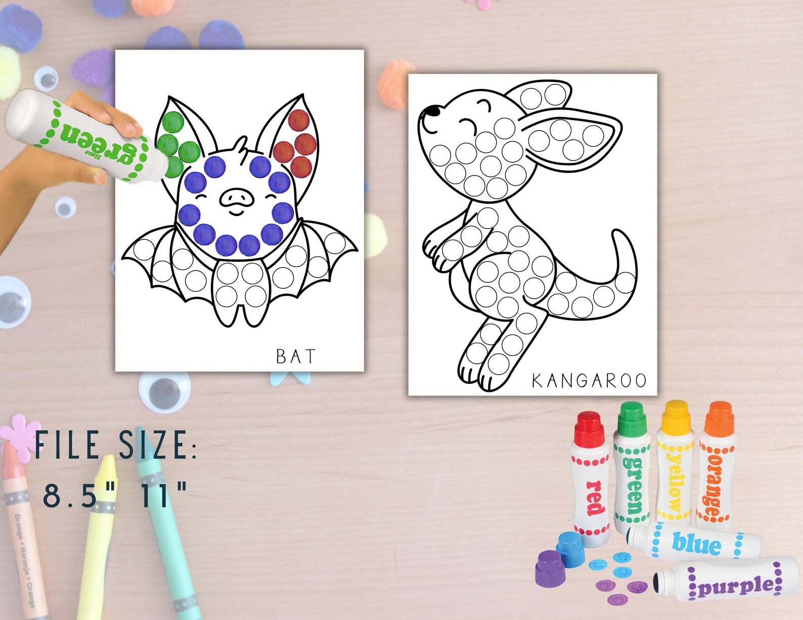 Kids Coloring Page, Do a Dot Animal Printable Worksheets, Animal Fun ...