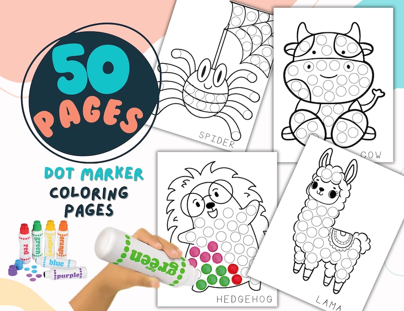 Kids Coloring Page, Do a Dot Animal Printable Worksheets, Animal Fun ...