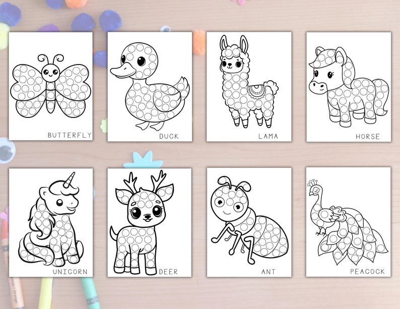 Animal Dot Marker Coloring Pages: 50 Fun Printable Worksheets (digital ...