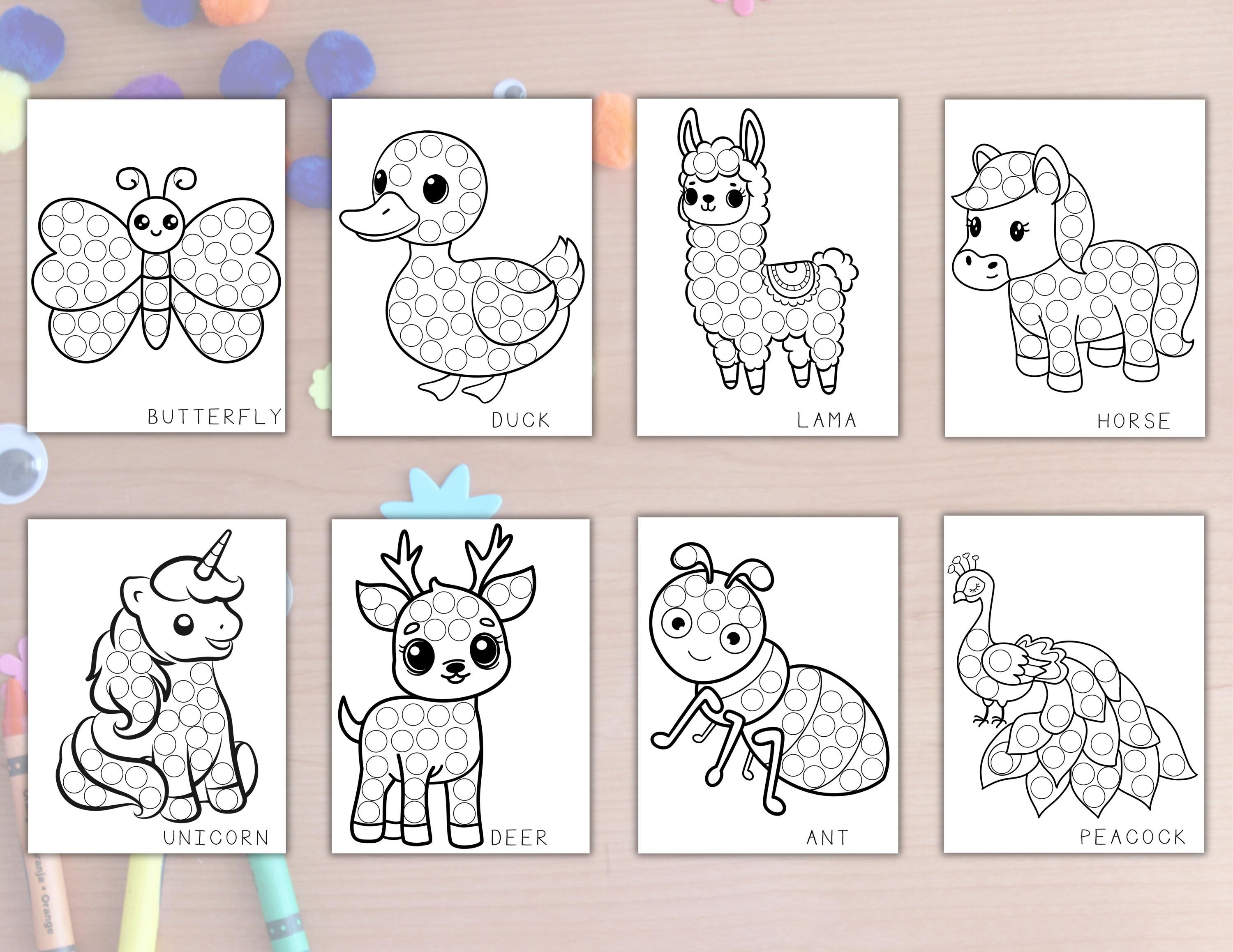 Kids Coloring Page, Do a Dot Animal Printable Worksheets, Animal Fun ...