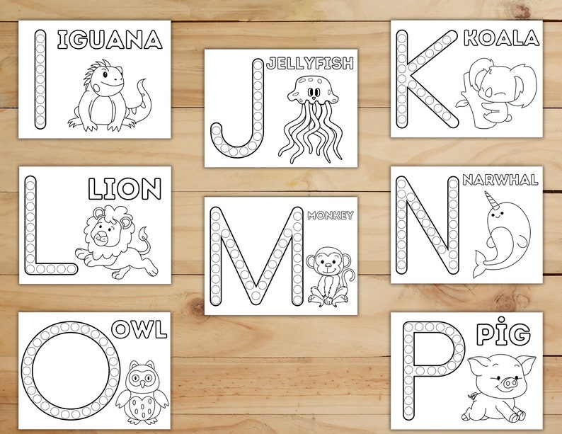 Dot Alphabet Printable Worksheets: Animal Coloring Pages (digital File ...