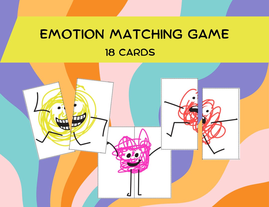 Emotion Matching Game: Kids Color Learning Cards (printable) - Etsy