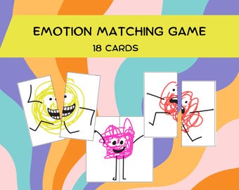 Emotion Matching Game: Kids Color Learning Cards (printable) - Etsy