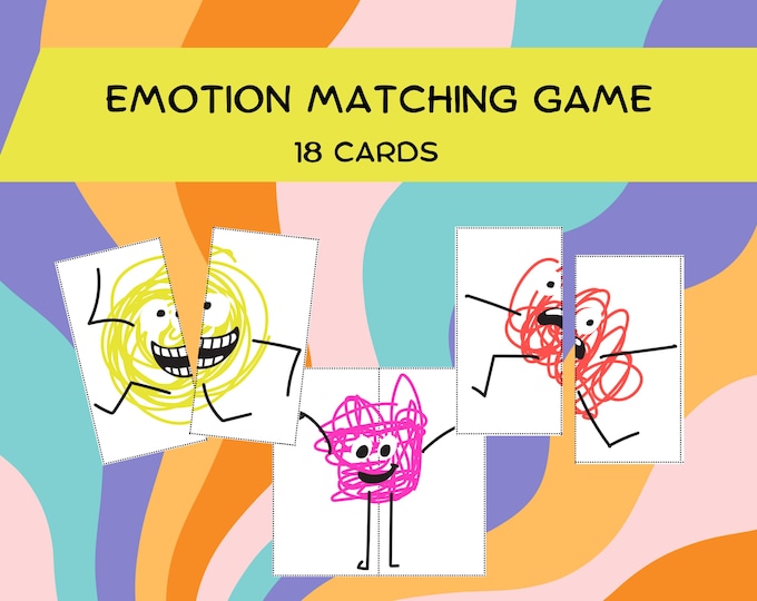 Emotion Matching Game: Kids Color Learning Cards (printable) - Etsy