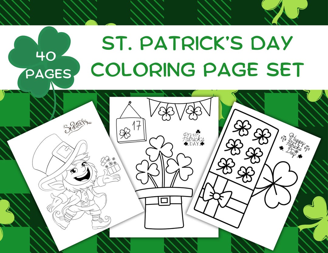 St. Patrick's Day Coloring Book: 40-page Kids Activity (instant ...