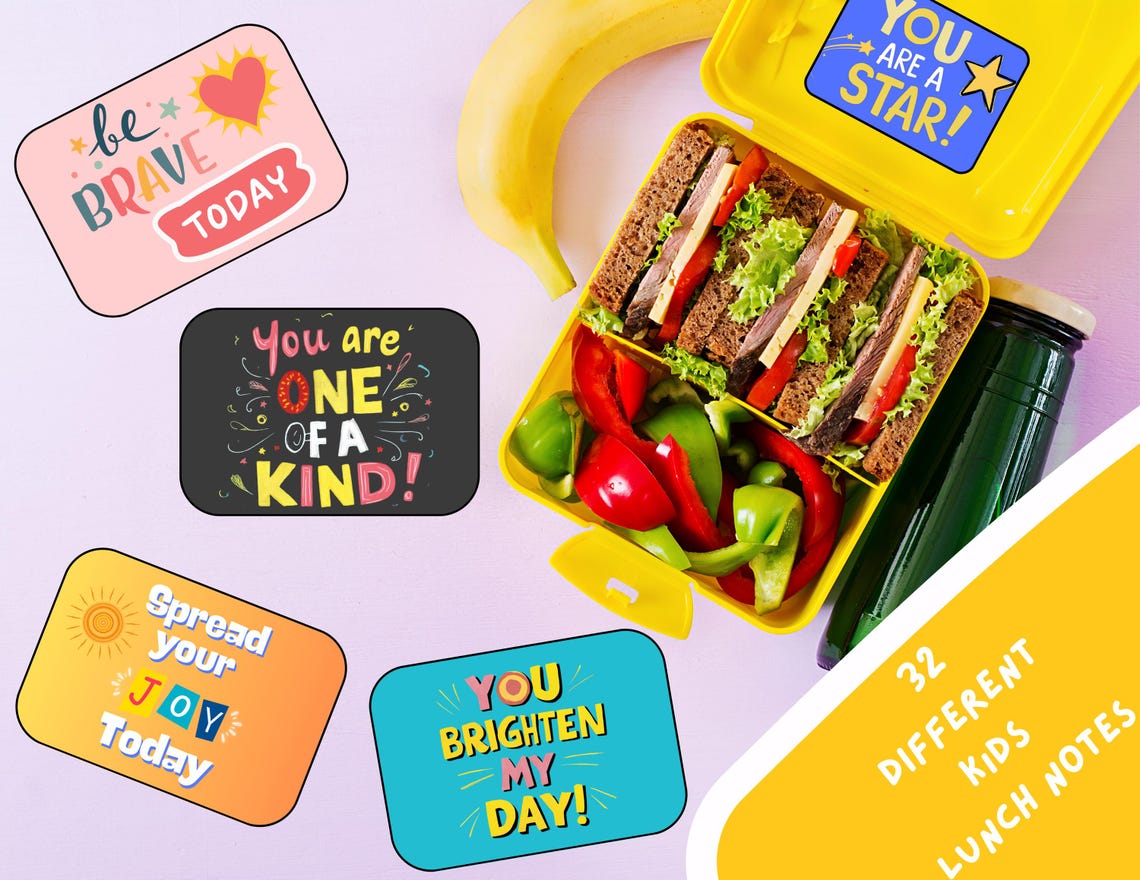 Kids Lunch Box Notes, 32 Fun Motivational Messages (printable) - Etsy