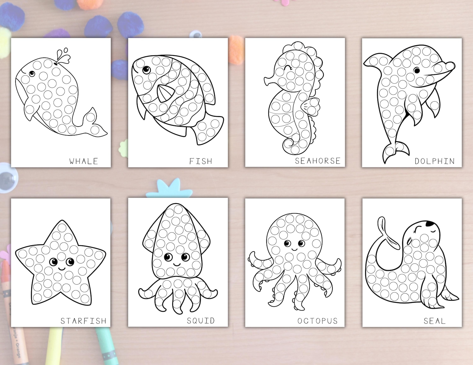 Kids Coloring Page, Do a Dot Animal Printable Worksheets, Animal Fun ...